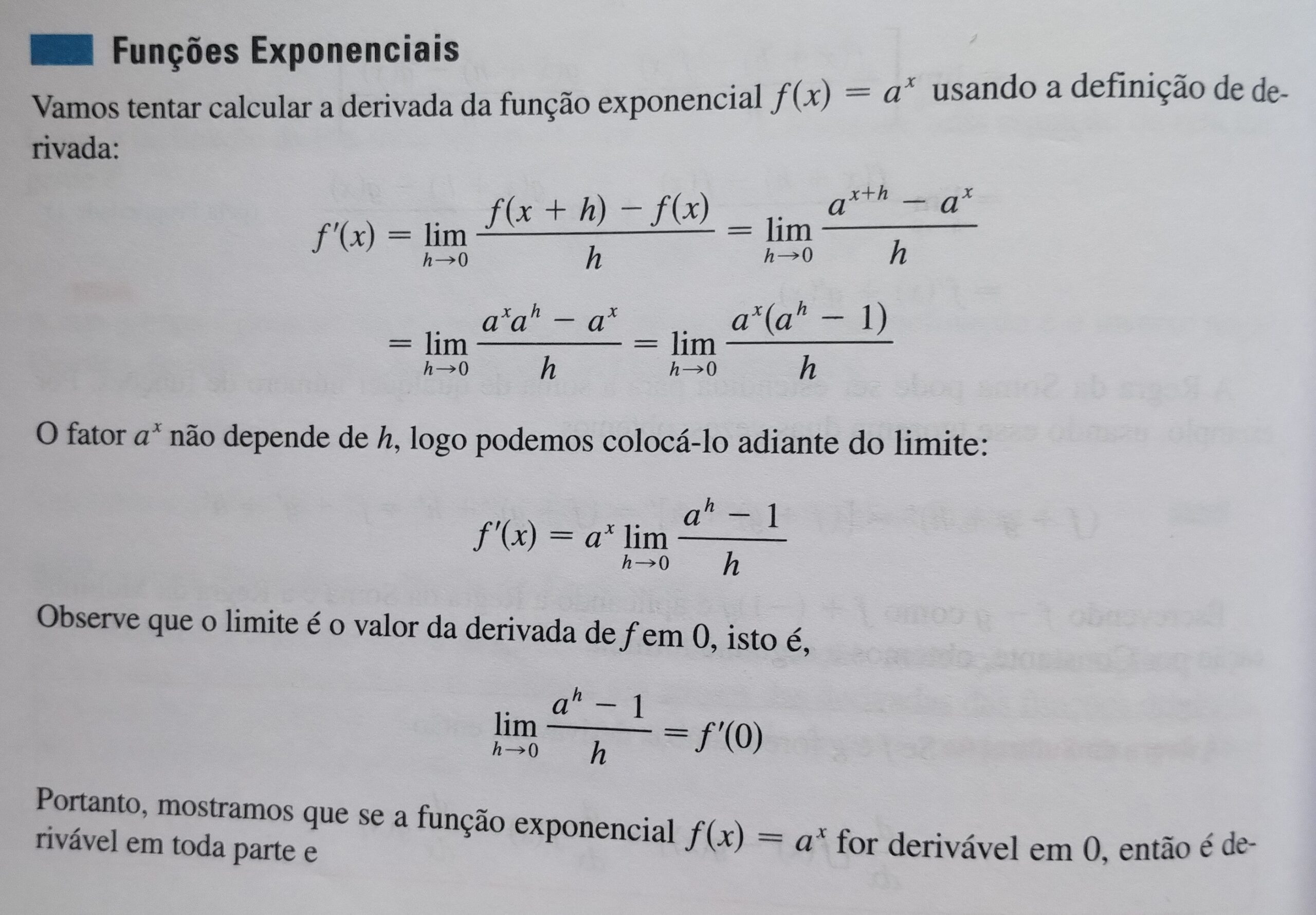 3 deduções da derivada da função exponencial - Quarto 707